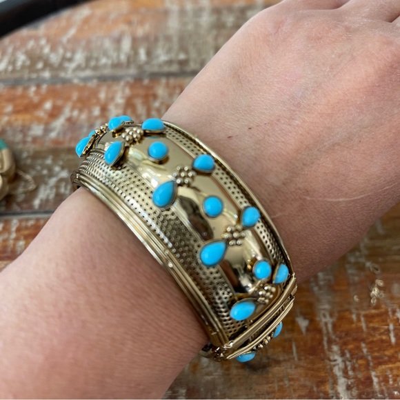 Twos | Jewelry | Vintage Twos Gold Plated With Blue Stone Bracelet ...